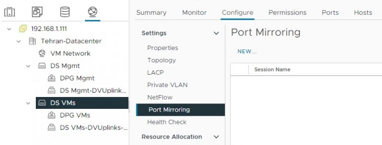 راه اندازی Port Mirroring در VMware vSphere - آموزش - منتخب صنعت پارس