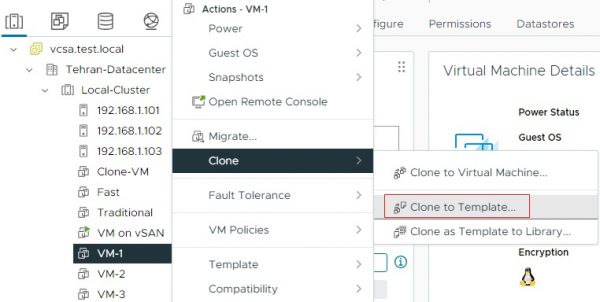ایجاد Clone از ماشین مجازی در VMware vSphere - آموزش - منتخب صنعت پارس